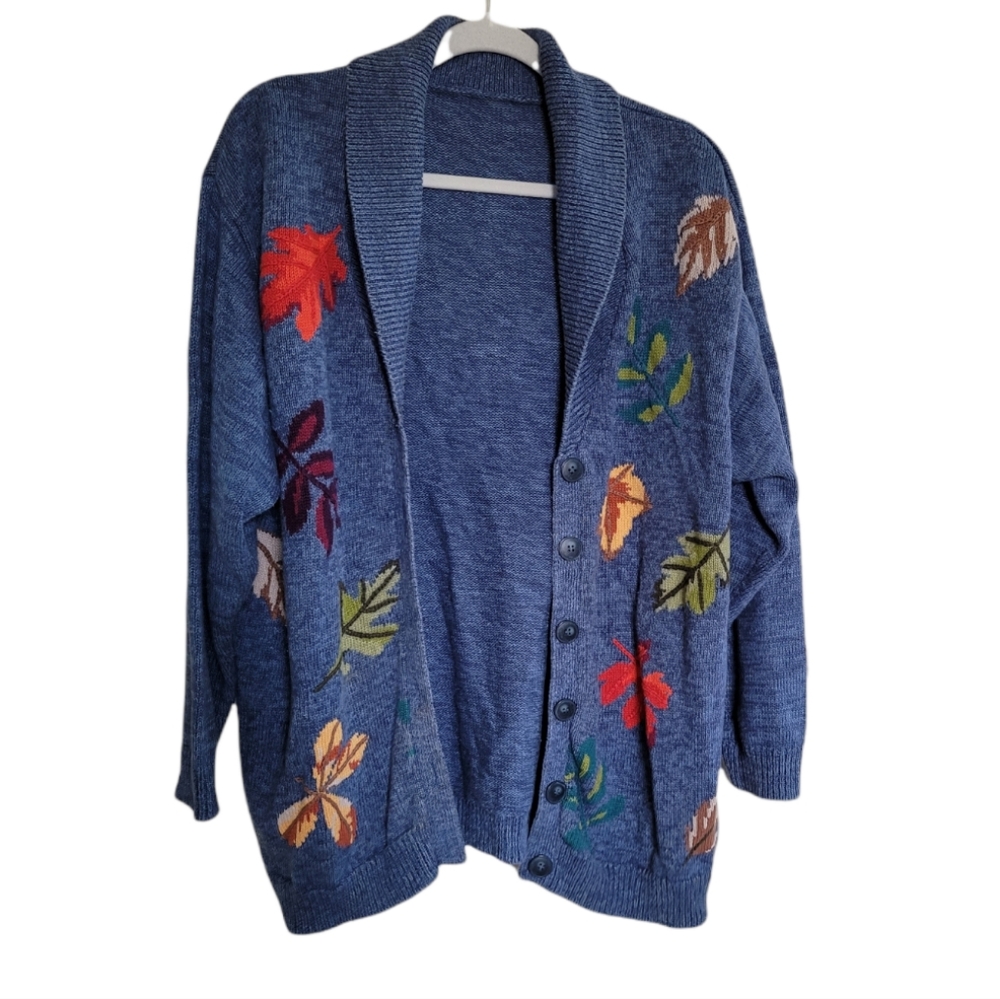 Vintage Fall Leaves Inspired Knit Cardigan - Gem